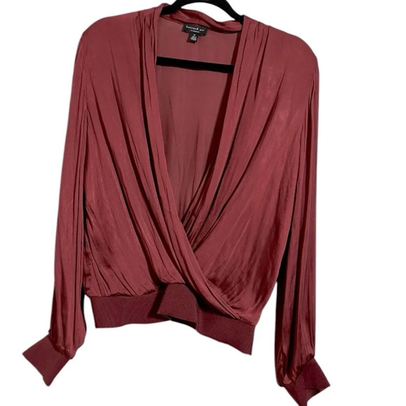 Current Air | Tops | Current Air Satiny Wrap Ruched Blouse In A Cherry ...
